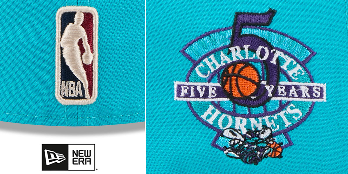 Charlotte Hornets 5TH ANNIVERSARY SIDE-PATCH Teal Fitted Hat