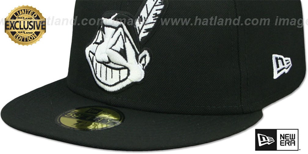 Cleveland Indians CHIEF-WAHOO Black-White Fitted Hat