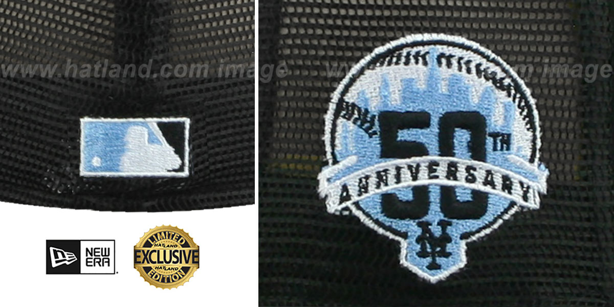 New York Mets 50TH ANNIVERSARY MESH-BACK SIDE-PATCH Black-Sky Fit