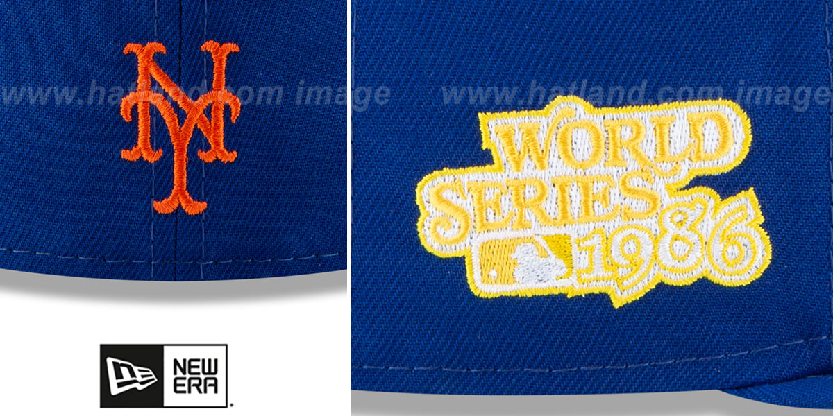 New York Mets LOGO BLOOM SIDE-PATCH Royal-Yellow Fitted Hat