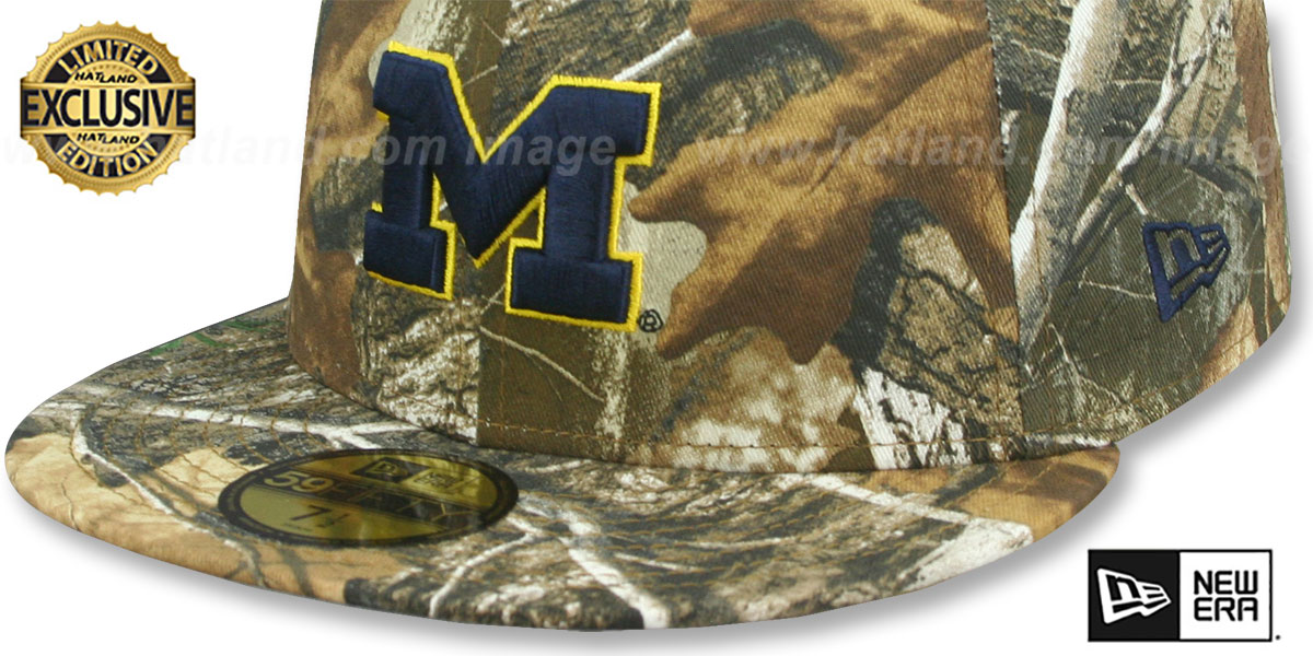 Michigan NCAA TEAM-BASIC Realtree Camo Fitted Hat by New Era