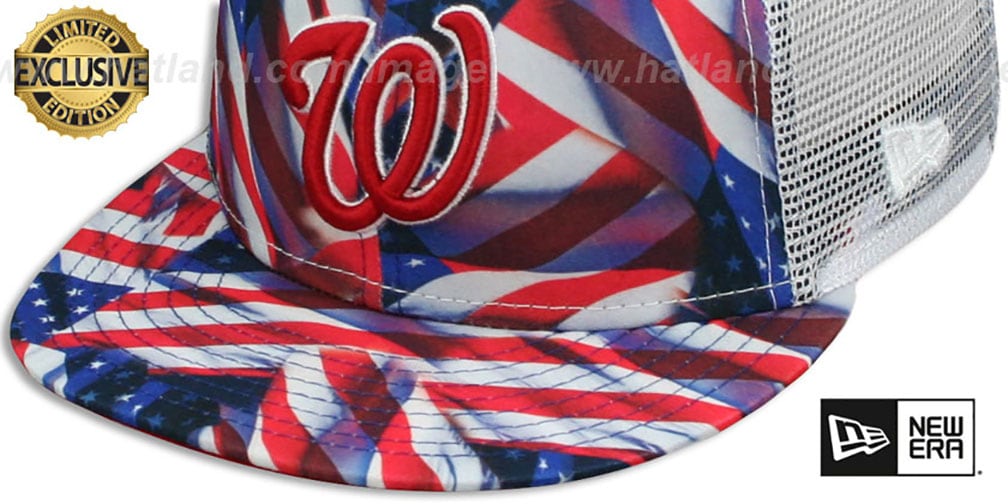 Washington Nationals USA WAVING-FLAG MESH-BACK Fitted Hat