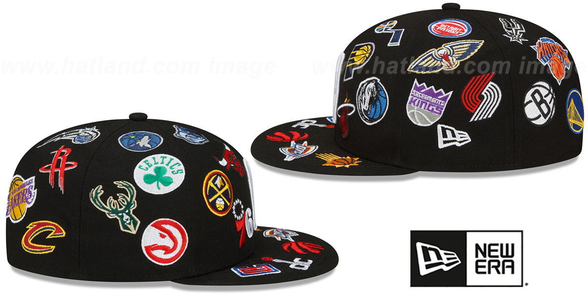 NBA ALL-OVER Black Fitted Hat by New Era