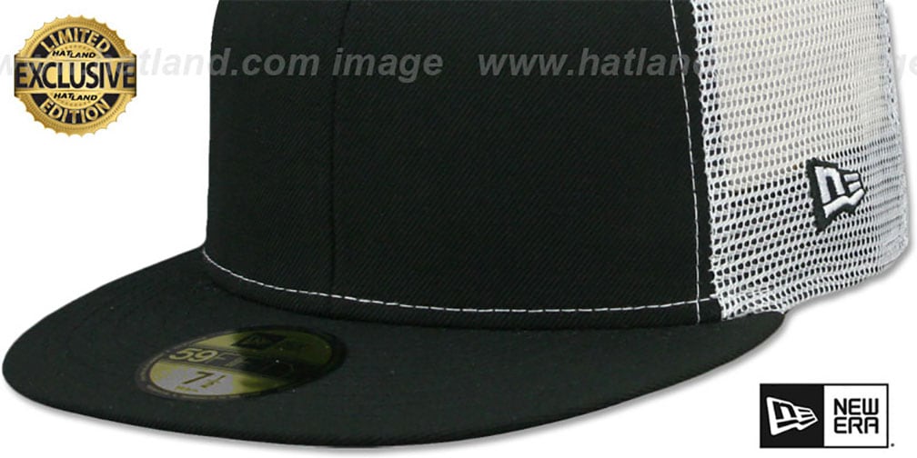 New Era MESH-BACK 59FIFTY-BLANK Black-White Fitted Hat