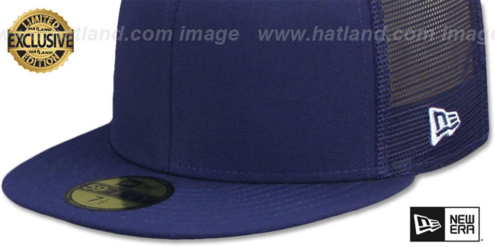 New Era MESH-BACK 59FIFTY-BLANK Navy-Navy Fitted Hat