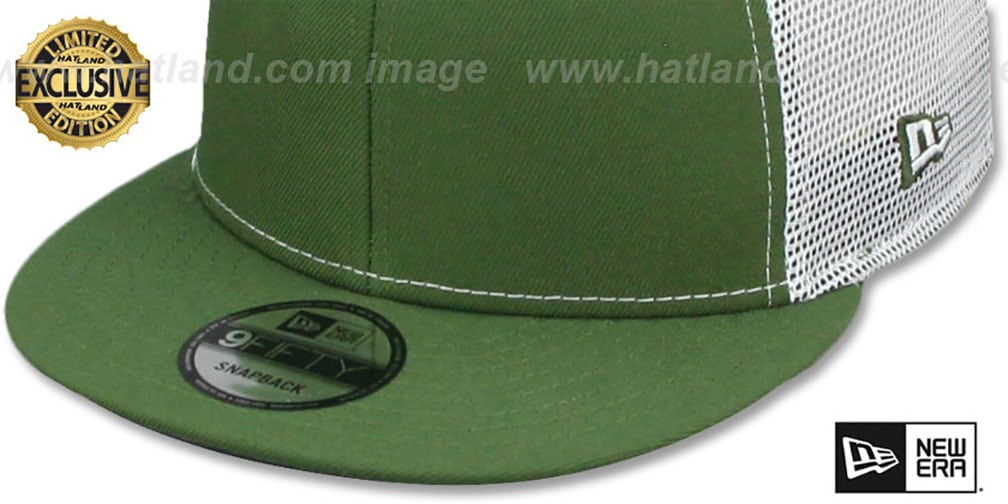New Era MESH-BACK BLANK SNAPBACK Rifle Green-White Hat