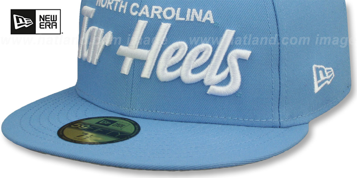 North Carolina NCAA TEAM-SCRIPT Sky Fitted Hat by New Era