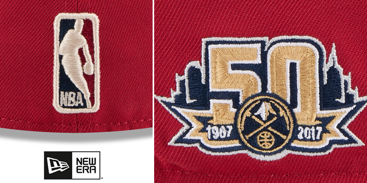 Denver Nuggets 50TH ANNIVERSARY SIDE-PATCH Red Fitted Hat