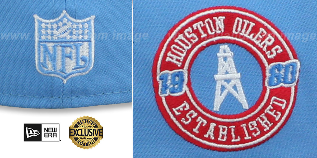 Houston Oilers 1960 ESTABLISHED SIDE-PATCH Sky-Red Fitted Hat