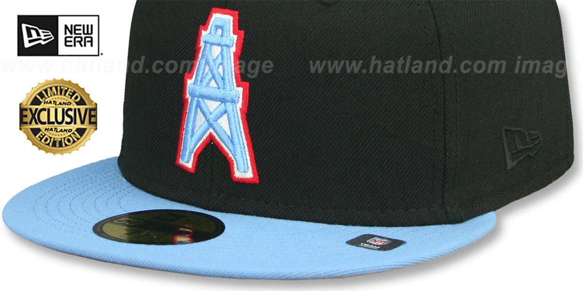 Houston Oilers NFL THROWBACK TEAM-BASIC Black-Sky Fitted Hat