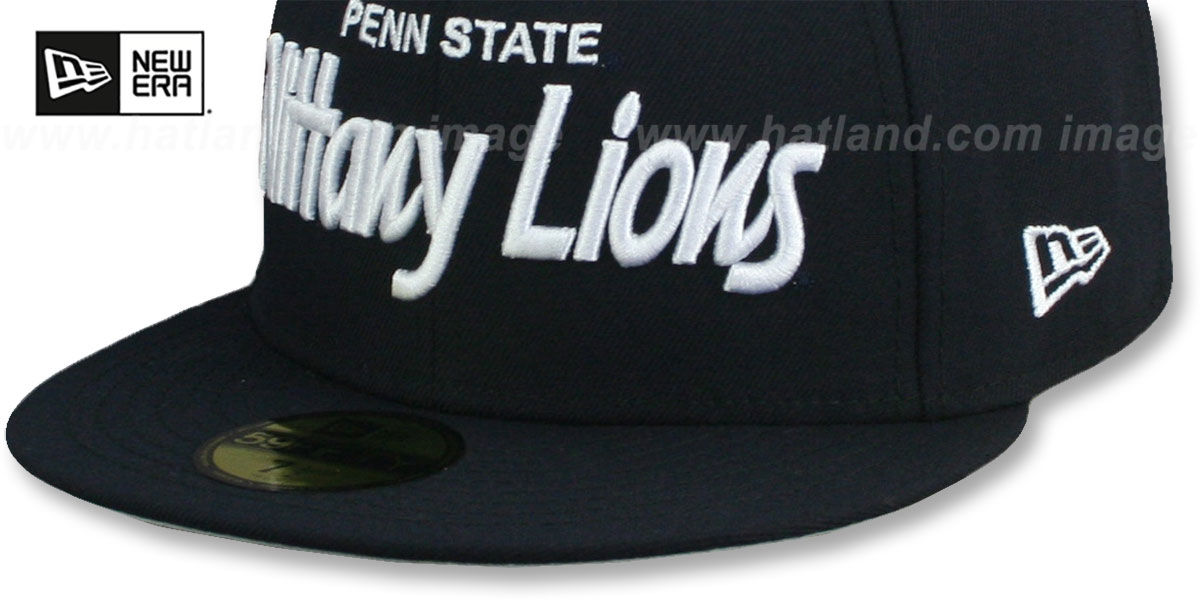 Penn State NCAA TEAM-SCRIPT Navy Fitted Hat by New Era
