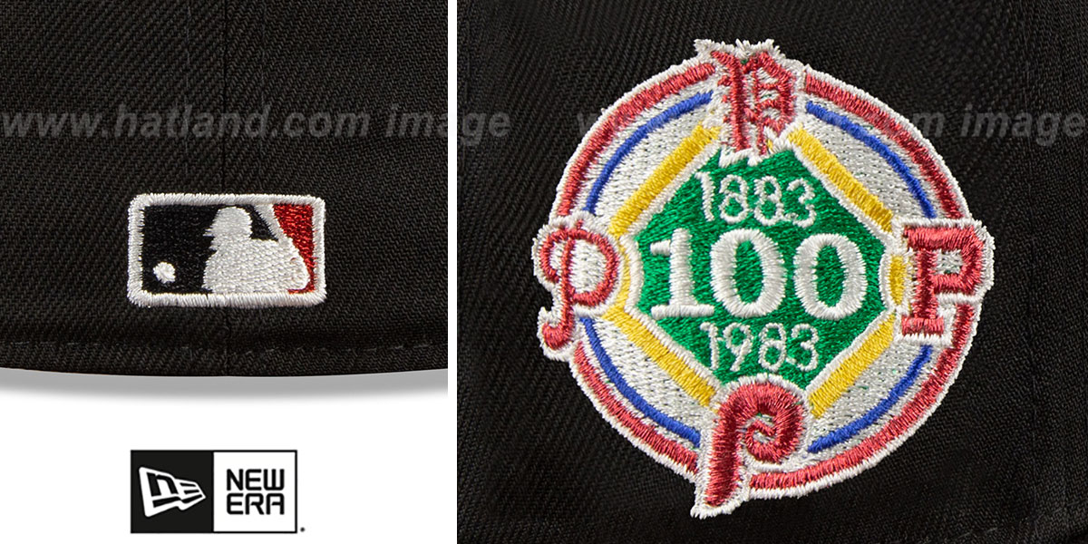 Philadelphia Phillies METALLIC LOGO SIDE-PATCH Black Fitted Hat