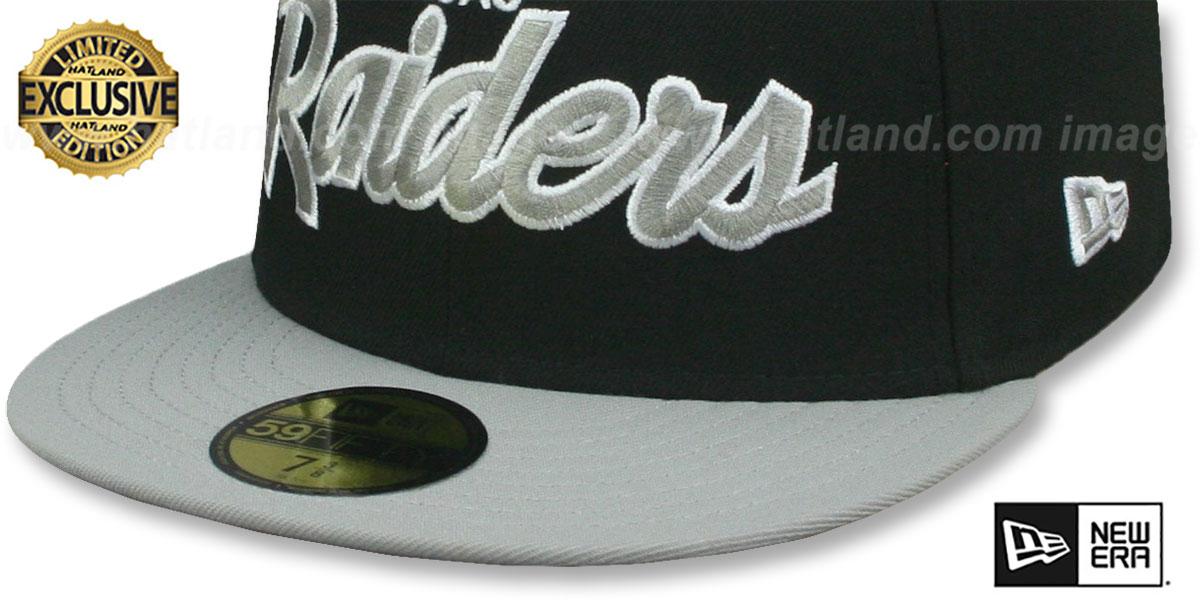 Las Vegas Raiders NFL TEAM-SCRIPT Black-Grey Fitted Hat