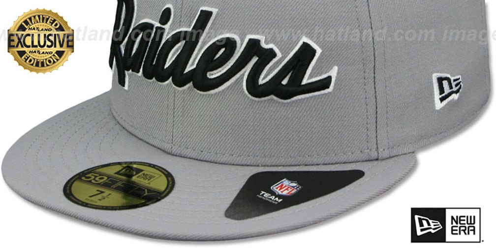 Oakland Raiders NFL TEAM-SCRIPT Light Grey Fitted Hat