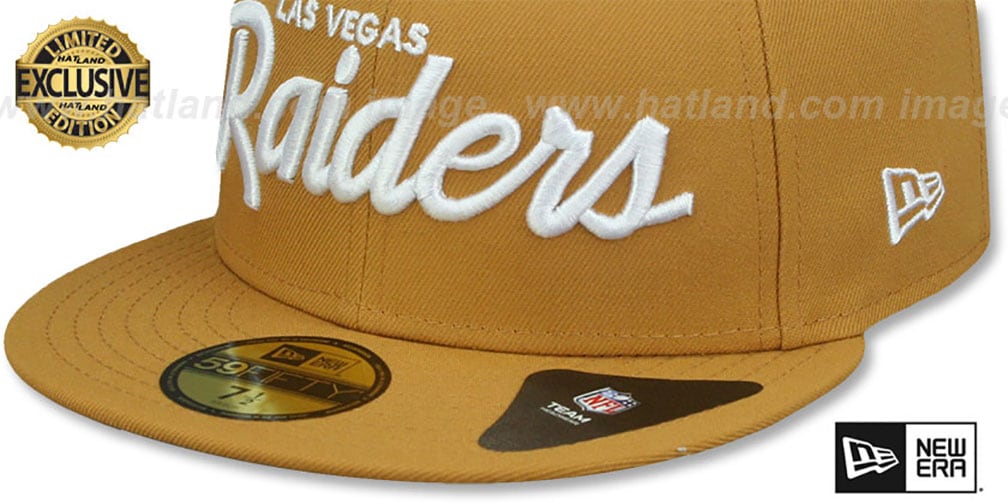 Las Vegas Raiders NFL TEAM-SCRIPT Panama Tan Fitted Hat