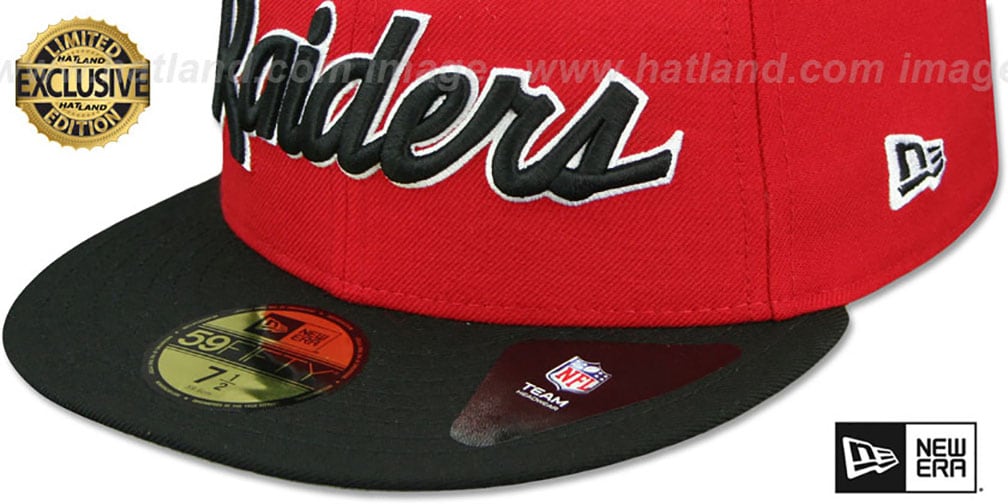 Oakland Raiders NFL TEAM-SCRIPT Red-Black Fitted Hat
