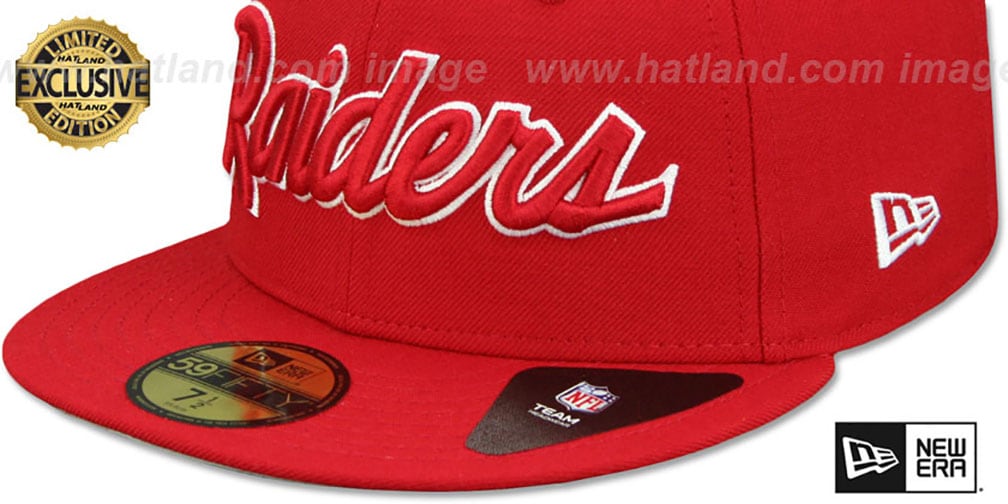 Oakland Raiders NFL TEAM-SCRIPT Red-Red Fitted Hat