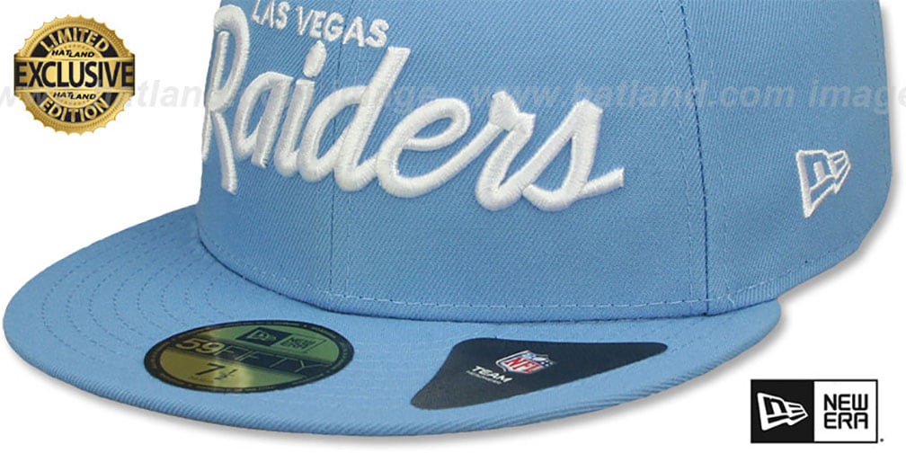 Las Vegas Raiders NFL TEAM-SCRIPT Sky Fitted Hat by New Era