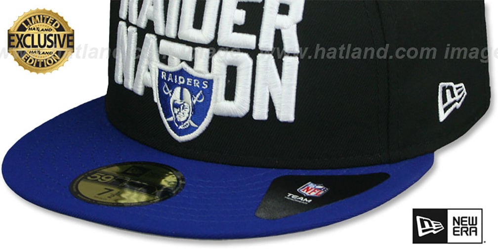 Las Vegas Raiders RAIDER-NATION Black-Royal Fitted Hat