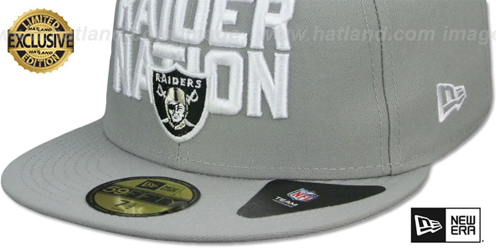 Las Vegas Raiders RAIDER-NATION Light Grey-White Fitted Hat
