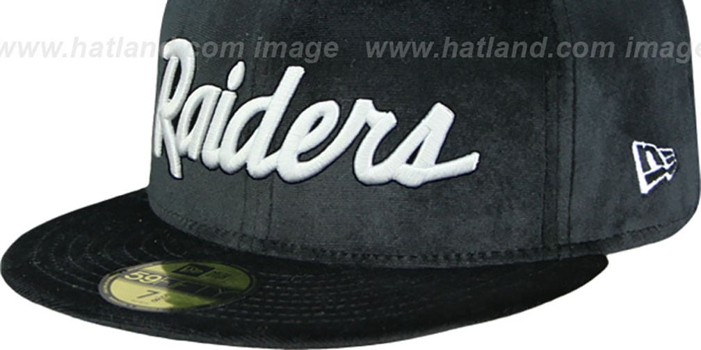 Oakland Raiders TEAM-SCRIPT VELOUR Black Fitted Hat