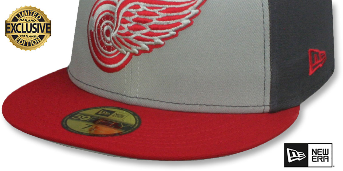 Detroit Red Wings GREY TONE Grey-Charcoal-Red Fitted Hat