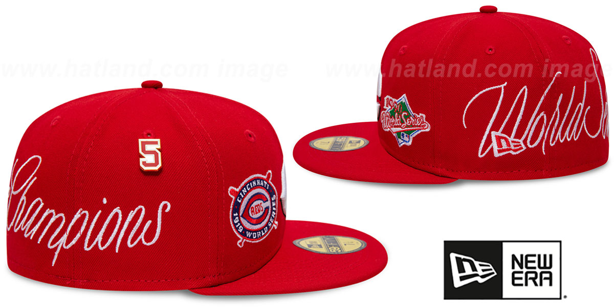Cincinnati Reds HISTORIC CHAMPIONS Red Fitted Hat by New Era