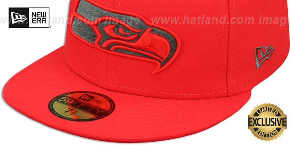Seattle Seahawks NFL TEAM-BASIC Fire Red-Charcoal Fitted Hat