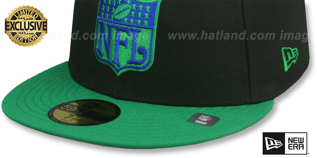 Seattle Seahawks THROWBACK NFL SHIELD-BASIC Black-Green Fitted Ha
