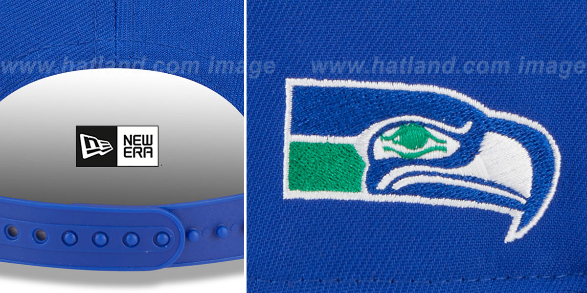 Seattle Seahawks THROWBACK TEAM-SCRIPT SNAPBACK Royal Hat