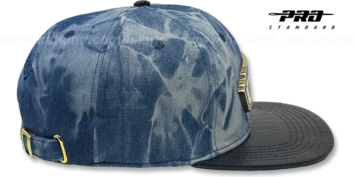 San Antonio Spurs GOLD METAL BADGE STRAPBACK Denim-Black Hat