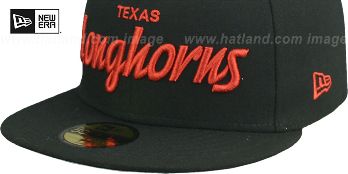 Texas NCAA TEAM-SCRIPT Black Fitted Hat by New Era