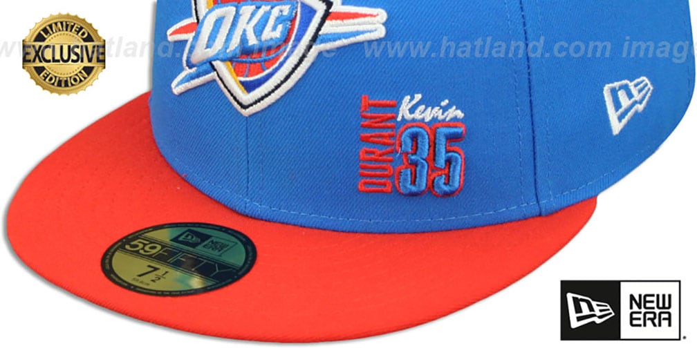 Oklahoma City Thunder KEVIN DURANT 35 Blue-Orange Fitted Hat