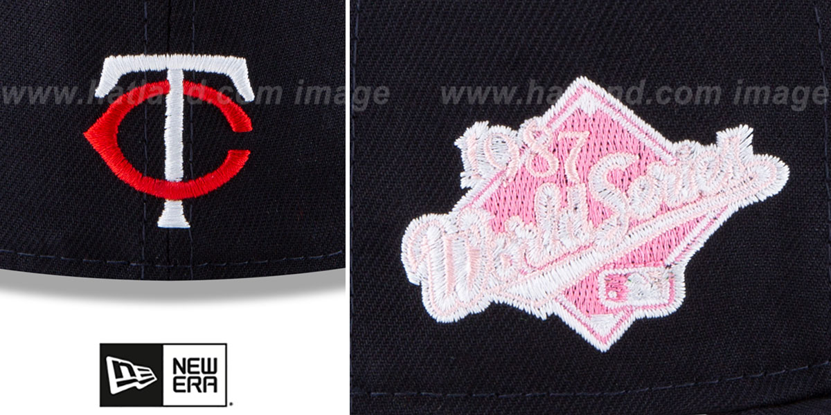 Minnesota Twins LOGO BLOOM SIDE-PATCH Navy-Pink Fitted Hat