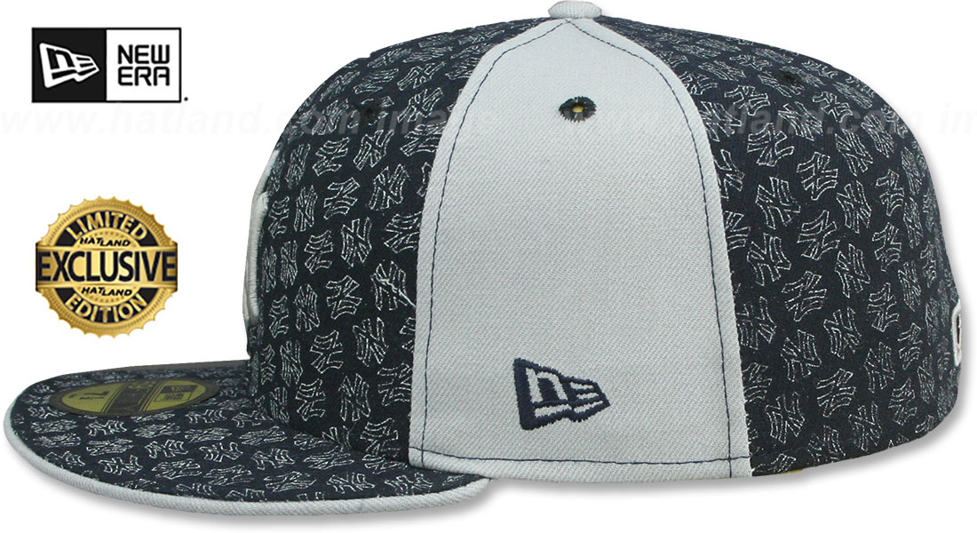 New York Yankees NY FADE ALL-OVER PINWHEEL Navy-Grey Fitted Hat