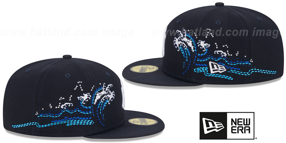 New York Yankees TONAL WAVE Navy Fitted Hat by New Era