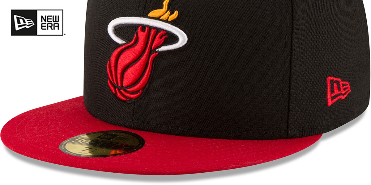 Miami Heat 2T NBA TEAM-BASIC Black-Red Fitted Hat by New Era