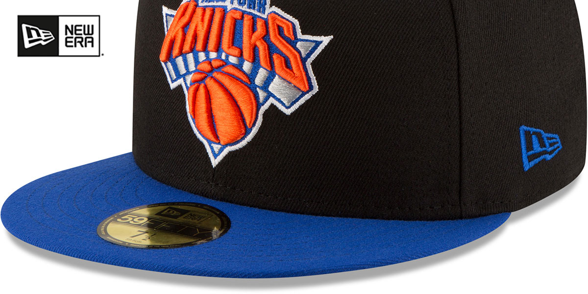 New York Knicks 2T ALTERNATE NBA TEAM-BASIC Black-Royal Fitted Ha