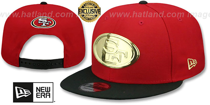 San Francisco 49ers GOLD METAL-BADGE SNAPBACK Red-Black Hat