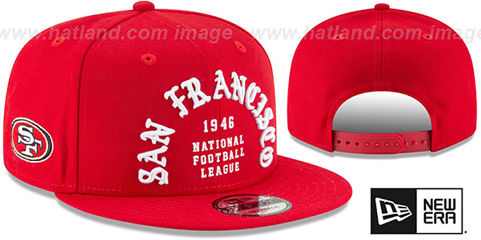 49ers GOTHIC-ARCH SNAPBACK Red Hat by New Era
