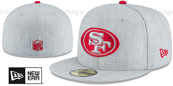 49ers HEATHER TEAM-BASIC Light Grey Fitted Hat by New Era