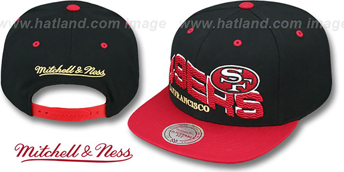 49ers THE-WAVE SNAPBACK Black-Red Hat by Mitchell and Ness