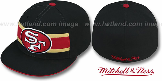 49ers THROWBACK TIMEOUT Black Fitted Hat