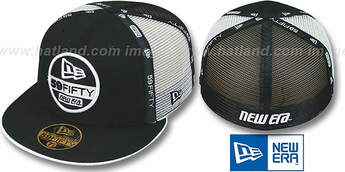 59FIFTY REVERSE TAPE PW MESH-BACK Black-White Fitted Hat