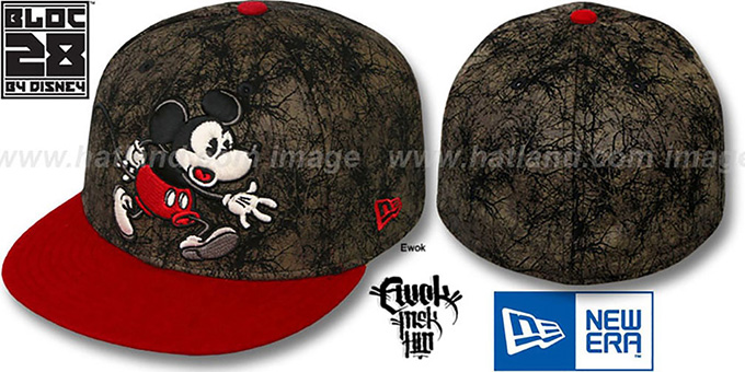 Bloc 28 RUNNING MICKEY Black-Red Fitted Hat by New Era