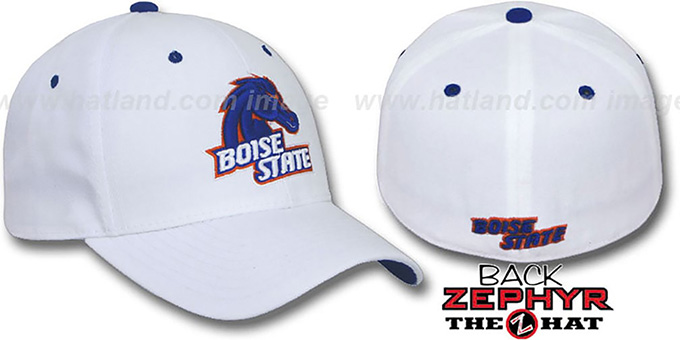 Boise State DH Fitted Hat by Zephyr - white