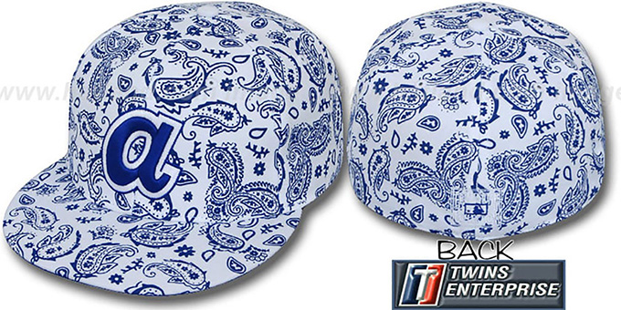 Braves COOPERSTOWN BANDANA White-Royal Fitted Hat by Twins Ent.