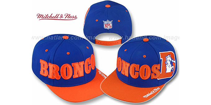Broncos 2T TEAM FONT SNAPBACK Hat by Mitchell and Ness