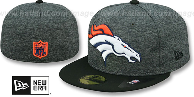 Denver Broncos HEATHER-HUGE Grey-Black Fitted Hat by New Era