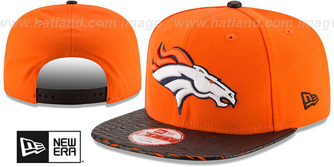 Denver Broncos NFL LEATHER-RIP SNAPBACK Orange-Black Hat